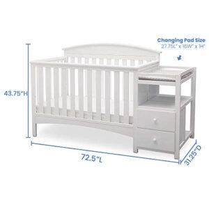 Delta Children Abby Convertible Crib 'N' Changer, Bianca + Serta Perfect Slumber Dual Sided Recycled Fiber Core Crib and Toddler Mattress (Bundle)