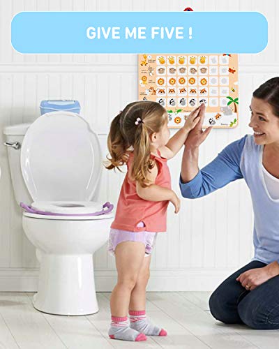 Potty Training Chart for Toddlers,Boys,Girls - Animal Design - Magnetic Sticker Chart, Waterproof Magnetic Potty Training Reward Chart, Certificate, 3 Instruction Steps, 35 Magnetic Stickers