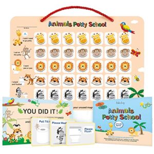 potty training chart for toddlers,boys,girls - animal design - magnetic sticker chart, waterproof magnetic potty training reward chart, certificate, 3 instruction steps, 35 magnetic stickers