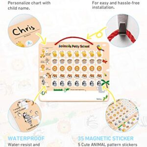 Potty Training Chart for Toddlers,Boys,Girls - Animal Design - Magnetic Sticker Chart, Waterproof Magnetic Potty Training Reward Chart, Certificate, 3 Instruction Steps, 35 Magnetic Stickers