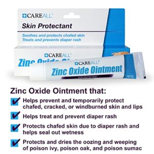 CareALL (3 Pack) 2oz Zinc Oxide 20% Skin Protectant Barrier Ointment Provides Relief and Treatment of Diaper Rash and Chafing. Helps Seal Out Wetness.