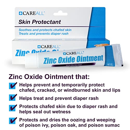 CareALL (3 Pack) 2oz Zinc Oxide 20% Skin Protectant Barrier Ointment Provides Relief and Treatment of Diaper Rash and Chafing. Helps Seal Out Wetness.