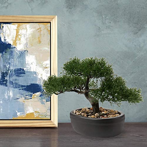 Artificial Bonsai Tree Juniper Faux Plants Indoor Small Fake Plants Decor with Ceramic Pots for Home Table Office Desk Bathroom Shelf Bedroom Living Room Farmhouse Decorations