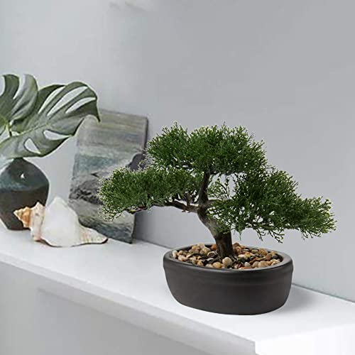 Artificial Bonsai Tree Juniper Faux Plants Indoor Small Fake Plants Decor with Ceramic Pots for Home Table Office Desk Bathroom Shelf Bedroom Living Room Farmhouse Decorations