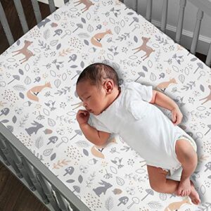 Bedtime Originals Deer Park Fitted Crib Sheet, Multicolor , 28x52x8 Inch (Pack of 1)