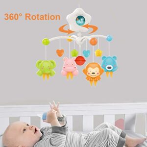 Baby Crib Mobile with Projrctor and Relaxing Music, Hanging Rotating Animals Rattles Nursery Gift Toy for Newborn 0-24 Months Boys and Girls Sleep(Blue)