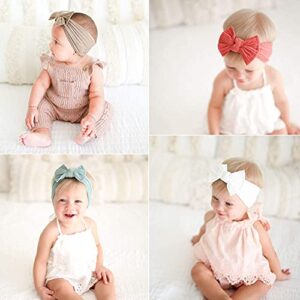 Niceye Handmade Baby Headbands Stretchy Nylon Headband with Bows for Infant Baby Toddler Girls- Pack of 10