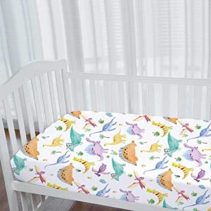 Crib Sheets for Boys Girls, Dinosaur Cotton Crib Sheet Neutral, Baby Toddler Sheets, Standard Crib Fitted Sheet, Ultra Soft and Breathable, 28 x 52 Inch