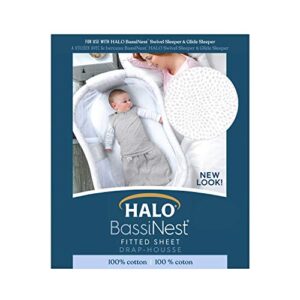 HALO Bassinest Fitted Sheet – Soft Fitted Bassinet Sheet for Baby – 30” x 16” Pre-Shrunk 100% Cotton Crib Sheet – Breathable Bedtime Sheet for Babies, Pebble