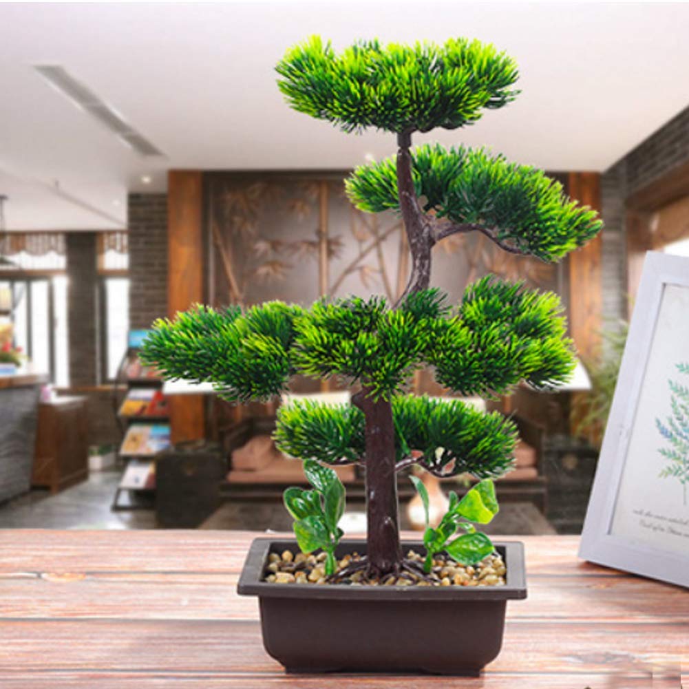 Artificial Plants Bonsai Pine Tree,Potted Plant Ornament Bonsai Plastic Simulation Bonsai DIY Decorative Bonsai Desk Display Fake Tree Living Room Garden Decoration Decor