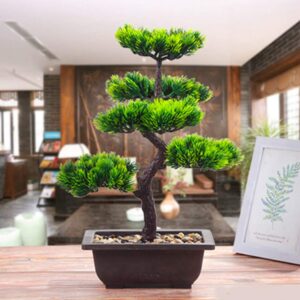 Artificial Plants Bonsai Pine Tree,Potted Plant Ornament Bonsai Plastic Simulation Bonsai DIY Decorative Bonsai Desk Display Fake Tree Living Room Garden Decoration Decor