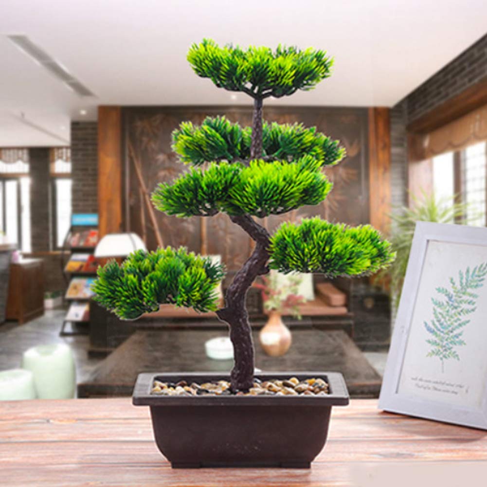 Artificial Plants Bonsai Pine Tree,Potted Plant Ornament Bonsai Plastic Simulation Bonsai DIY Decorative Bonsai Desk Display Fake Tree Living Room Garden Decoration Decor