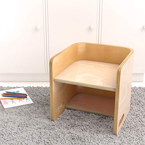 ECR4Kids Bentwood Cube Activity, Weaning Table and Seat Set, Adaptable 3-in-1 Toddler Multipurpose Kids Wood Furniture-Natural Chair