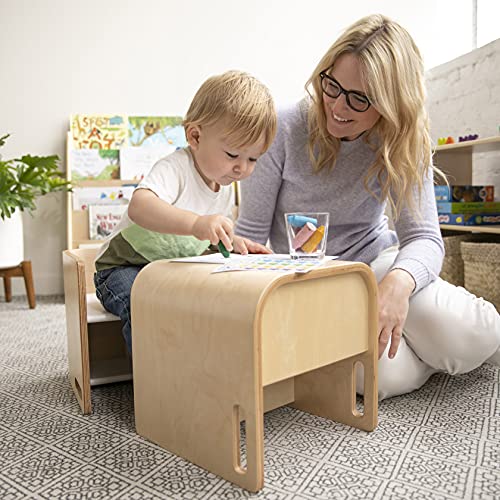 ECR4Kids Bentwood Cube Activity, Weaning Table and Seat Set, Adaptable 3-in-1 Toddler Multipurpose Kids Wood Furniture-Natural Chair