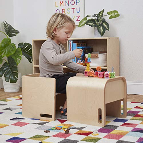 ECR4Kids Bentwood Cube Activity, Weaning Table and Seat Set, Adaptable 3-in-1 Toddler Multipurpose Kids Wood Furniture-Natural Chair