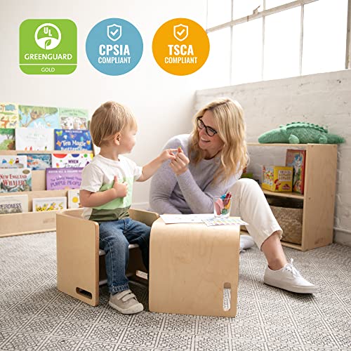 ECR4Kids Bentwood Cube Activity, Weaning Table and Seat Set, Adaptable 3-in-1 Toddler Multipurpose Kids Wood Furniture-Natural Chair