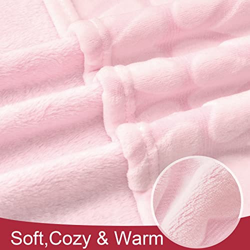 Bertte Plush Baby Blanket for Boys Girls | Swaddle Receiving Blankets Super Soft Warm Lightweight Breathable for Infant Toddler Crib Stroller - 33"x43" Large, Pink Hearts Embossed