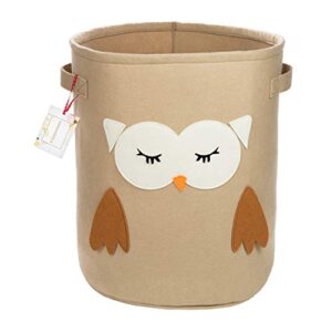 kids’ collapsible laundry & toy basket – felt baby hamper with strong handles & cute design – kids & baby laundry basket for boys & girls, storage, organization, woodland nursery by sannomiya - owl