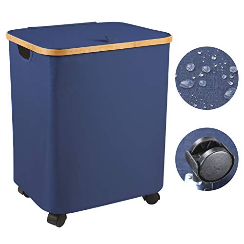 Laundry Hamper with Wheels, Collapsible Laundry Baskets with Dual Handles - Dirty Clothes Hamper for Bedroom, Dorm Laundry Basket