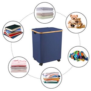 Laundry Hamper with Wheels, Collapsible Laundry Baskets with Dual Handles - Dirty Clothes Hamper for Bedroom, Dorm Laundry Basket