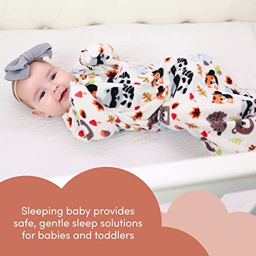 SleepingBaby Zipadee-Zip Transition Swaddle - Fleece Baby Sleep Sack with Zipper - Raccoon Friends, Small (4-8 Month)