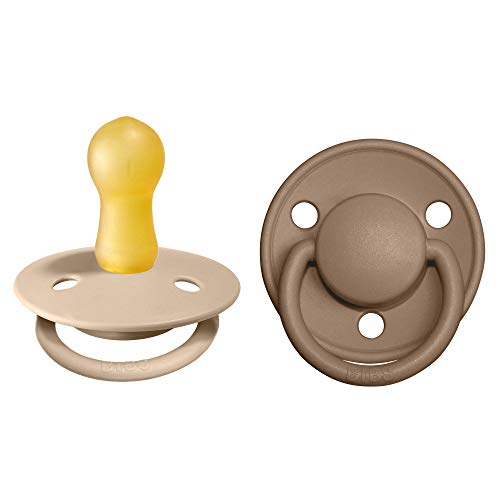 BIBS Pacifiers - De Lux Collection | BPA-Free Baby Pacifier | Made in Denmark | Set of 2 Vanilla/Dark Oak Color Premium Soothers | Size 6-18 Months