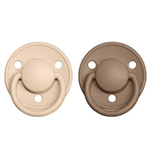 BIBS Pacifiers - De Lux Collection | BPA-Free Baby Pacifier | Made in Denmark | Set of 2 Vanilla/Dark Oak Color Premium Soothers | Size 6-18 Months