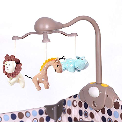 CUTIE PUMPKIN Baby Music Mobile for Crib Playpen with Nursy Lights,Relaxing Music and Natural Sounds. Includes Light Projector with Stars and Shapes. Newborn Nursery Toys with Cradle Vibration. (Grey)