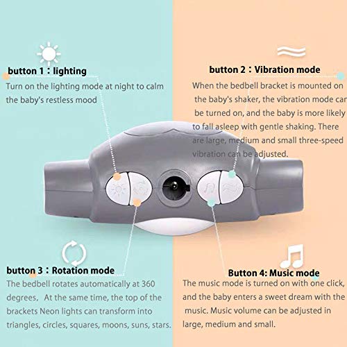 CUTIE PUMPKIN Baby Music Mobile for Crib Playpen with Nursy Lights,Relaxing Music and Natural Sounds. Includes Light Projector with Stars and Shapes. Newborn Nursery Toys with Cradle Vibration. (Grey)