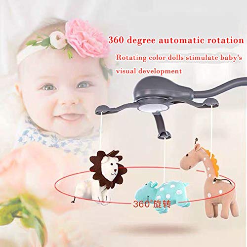 CUTIE PUMPKIN Baby Music Mobile for Crib Playpen with Nursy Lights,Relaxing Music and Natural Sounds. Includes Light Projector with Stars and Shapes. Newborn Nursery Toys with Cradle Vibration. (Grey)