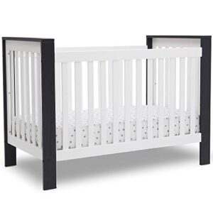 delta children miles 4-in-1 convertible crib, greenguard gold certified, bianca white/textured midnight grey