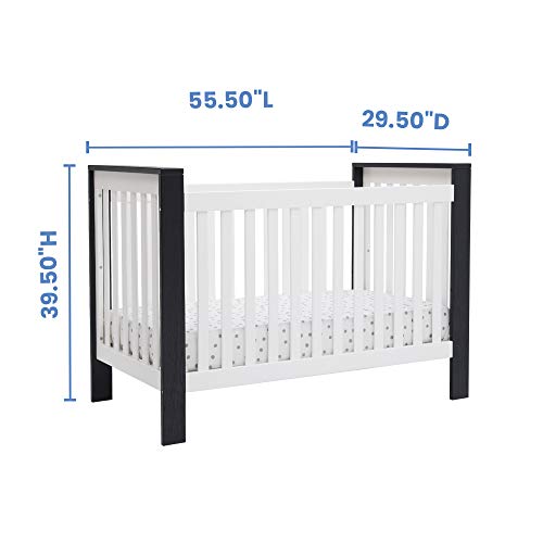 Delta Children Miles 4-in-1 Convertible Crib, Greenguard Gold Certified, Bianca White/Textured Midnight Grey