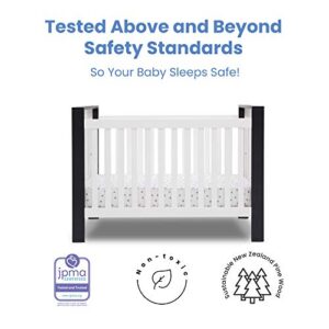 Delta Children Miles 4-in-1 Convertible Crib, Greenguard Gold Certified, Bianca White/Textured Midnight Grey