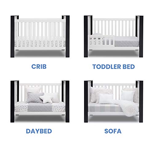 Delta Children Miles 4-in-1 Convertible Crib, Greenguard Gold Certified, Bianca White/Textured Midnight Grey