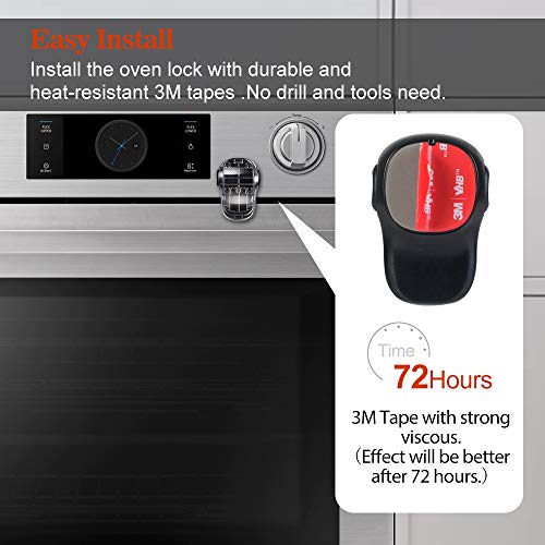 EUDEMON Child Safety Heat-Resistant Oven Door Lock, Oven Front Lock for Kids Easy to Install, Use 3M Adhesive,No Screws or Drill (Clear-Black)