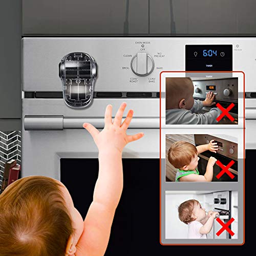 EUDEMON Child Safety Heat-Resistant Oven Door Lock, Oven Front Lock for Kids Easy to Install, Use 3M Adhesive,No Screws or Drill (Clear-Black)