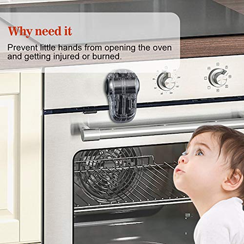 EUDEMON Child Safety Heat-Resistant Oven Door Lock, Oven Front Lock for Kids Easy to Install, Use 3M Adhesive,No Screws or Drill (Clear-Black)