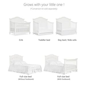 Evolur Aurora Deluxe Edition 5 in 1 Curved Convertible Crib I Fairytale Nursery, Frost, 58x32x54 Inch (Pack of 1)