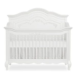 Evolur Aurora Deluxe Edition 5 in 1 Curved Convertible Crib I Fairytale Nursery, Frost, 58x32x54 Inch (Pack of 1)