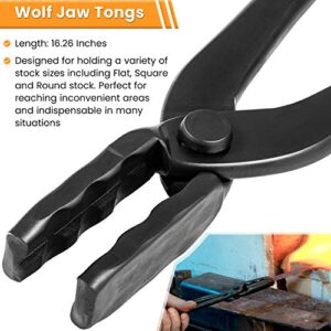 Knife Making Tongs Set Blacksmith Bladesmith Knife Tong Anvil Vise Forge Includes V-Bit Tongs Wolf Jaw Tongs Flat Tongs Blade Tongs (4 Tongs)