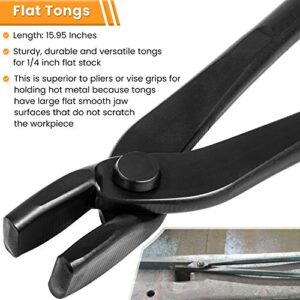 Knife Making Tongs Set Blacksmith Bladesmith Knife Tong Anvil Vise Forge Includes V-Bit Tongs Wolf Jaw Tongs Flat Tongs Blade Tongs (4 Tongs)