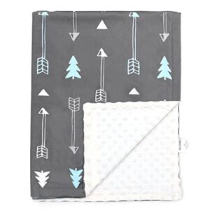 baby blanket for boys girls baby blankets newborn,super soft comfy,patterned minky with double layer,dotted backing, 30 x 40 inch,grey arrow