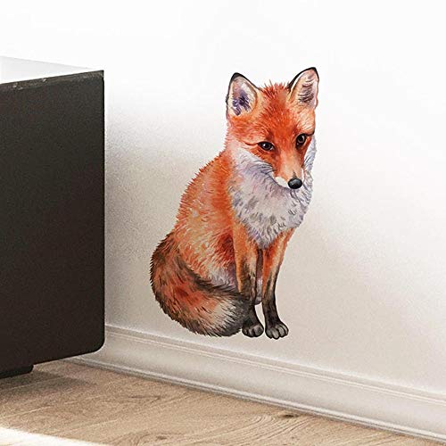 ROFARSO Lifelike Lovely Cute Red Fox Animal Vinyl Wall Stickers Removable Wall Decals Art Decorations Decor for Nursery Baby Bedroom Playroom Living Room Murals