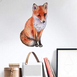 ROFARSO Lifelike Lovely Cute Red Fox Animal Vinyl Wall Stickers Removable Wall Decals Art Decorations Decor for Nursery Baby Bedroom Playroom Living Room Murals