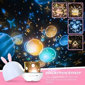 Night Light for Kids,Rotating Starry Night Light Projector with Remote Control,6 Films,USB Rechargeable,Soothe Musics,Bedside Lamp Nursery Light for Baby,Boys,Girls Birthday,Christmas Gift (White)