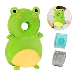 toddler baby head protection & baby knee pads for crawling and walking (green frog)