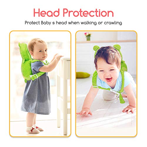 Toddler Baby Head Protection & Baby Knee Pads for Crawling and Walking (Green Frog)