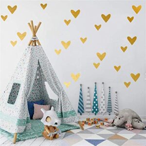 126 pcs loving heart wall decal,gold wall decor for girls bedroom decor vinyl stickers removable easy paste kids room decor for girls boys,living room wall decor nursery decor wall?