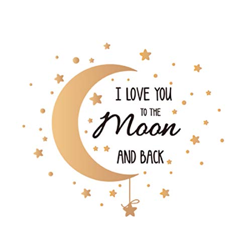 I Love You to The Moon and Back Quotes Wall Decals Moon Stars DIY Sticker Art Mural Sayings for Home Nursery Decor