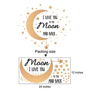 I Love You to The Moon and Back Quotes Wall Decals Moon Stars DIY Sticker Art Mural Sayings for Home Nursery Decor